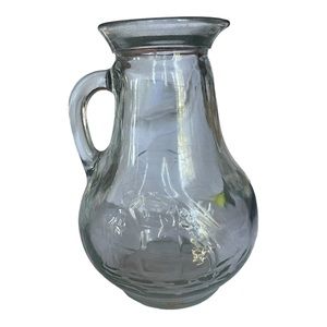 Dining | Vintage Clear Glass Pitcher With Handle Embossed Sail Boat On ...